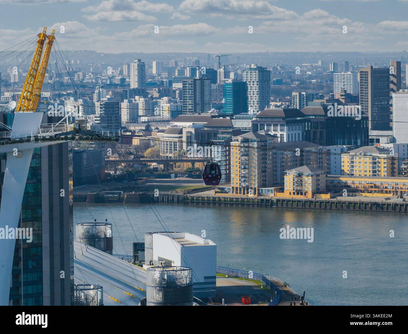Aerial View of London Featuring O2 Arena and Emirates Air Line Stock ...