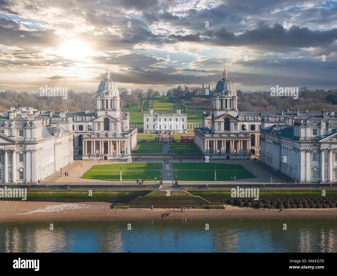 Aerial View of Old Royal Naval College and Greenwich Landmarks Stock ...