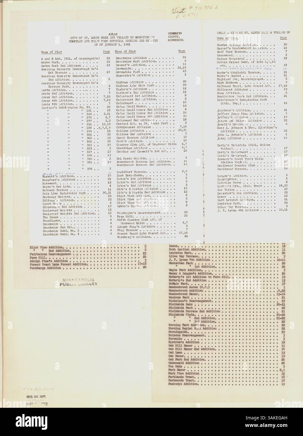 This collection of maps for St. Louis Park and Morningside offers a ...
