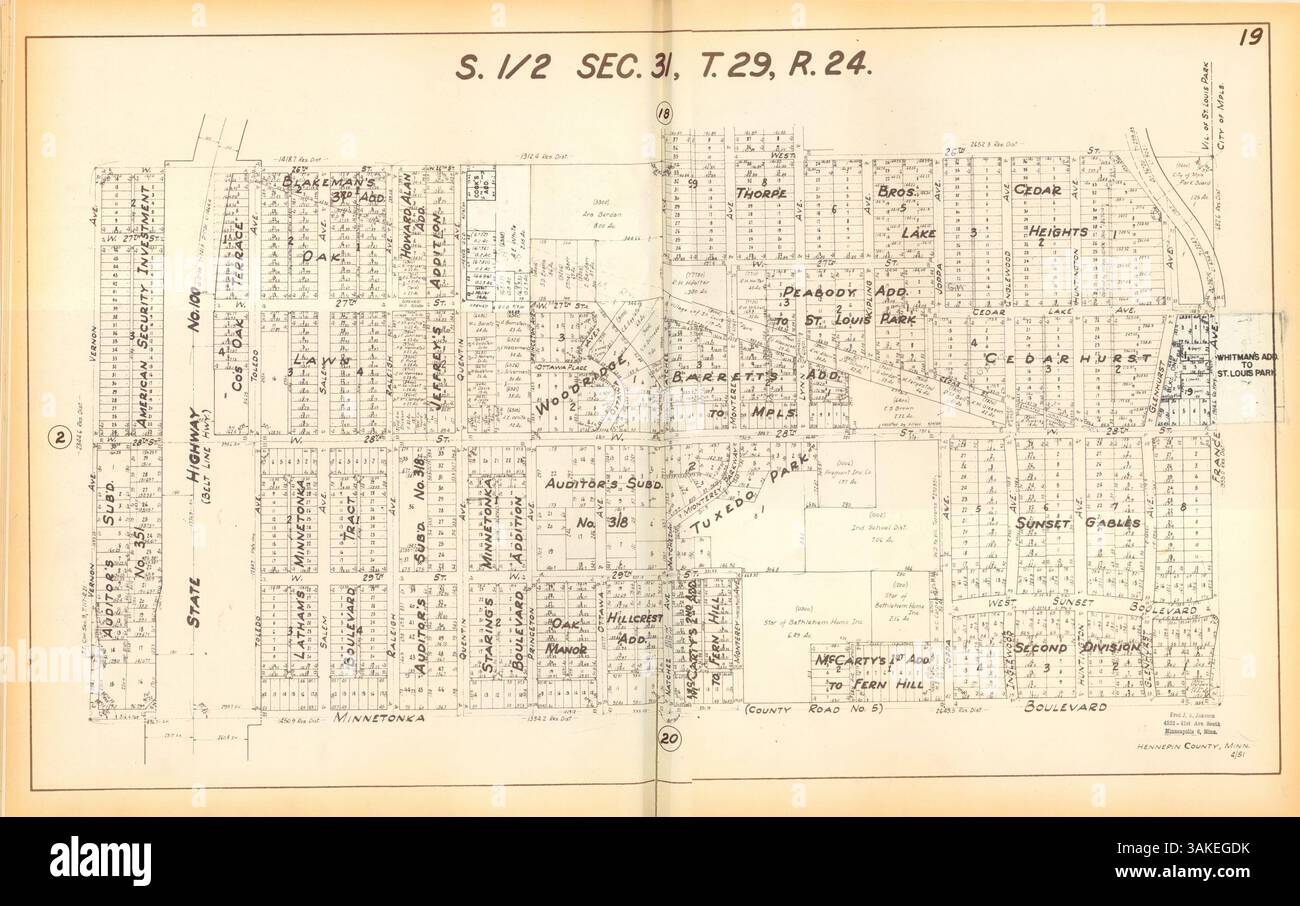 This set of maps covers St. Louis Park and Morningside, including ...