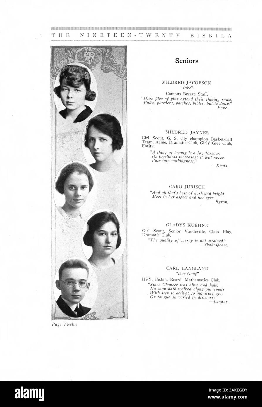The 1920 University High Yearbook, Bisbila, captures the essence of the ...