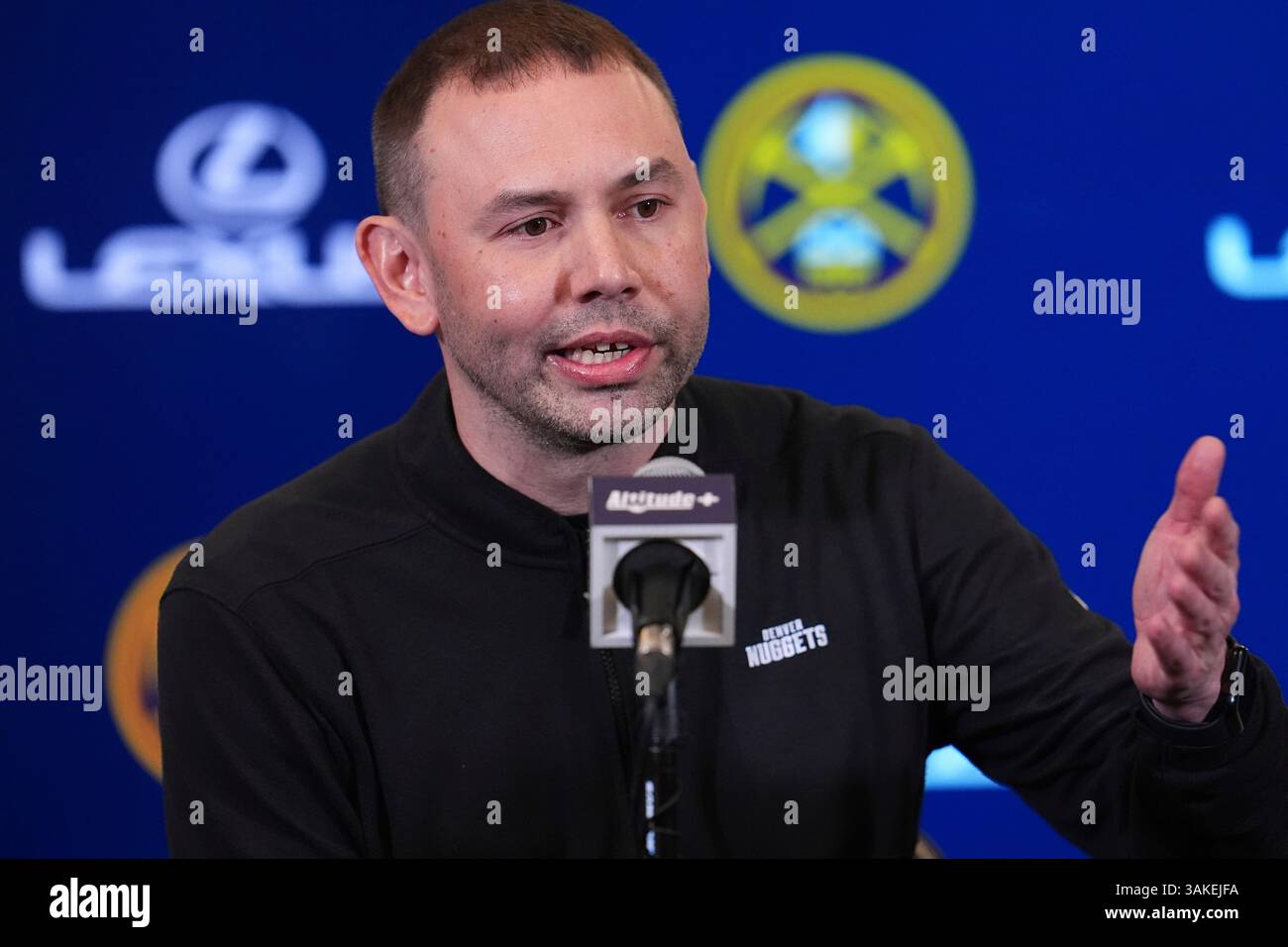 Denver Nuggets interim head coach David Adelman talks before an NBA ...