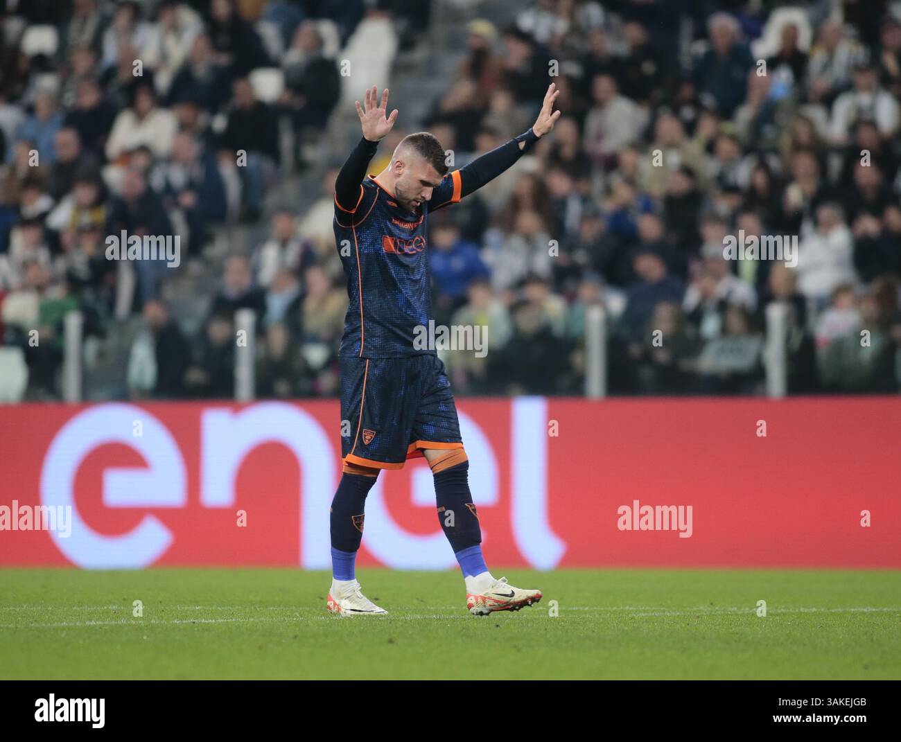 Turin, Italy. 12th Apr, 2025. Ante Rebic of US Lecce during the Italian ...