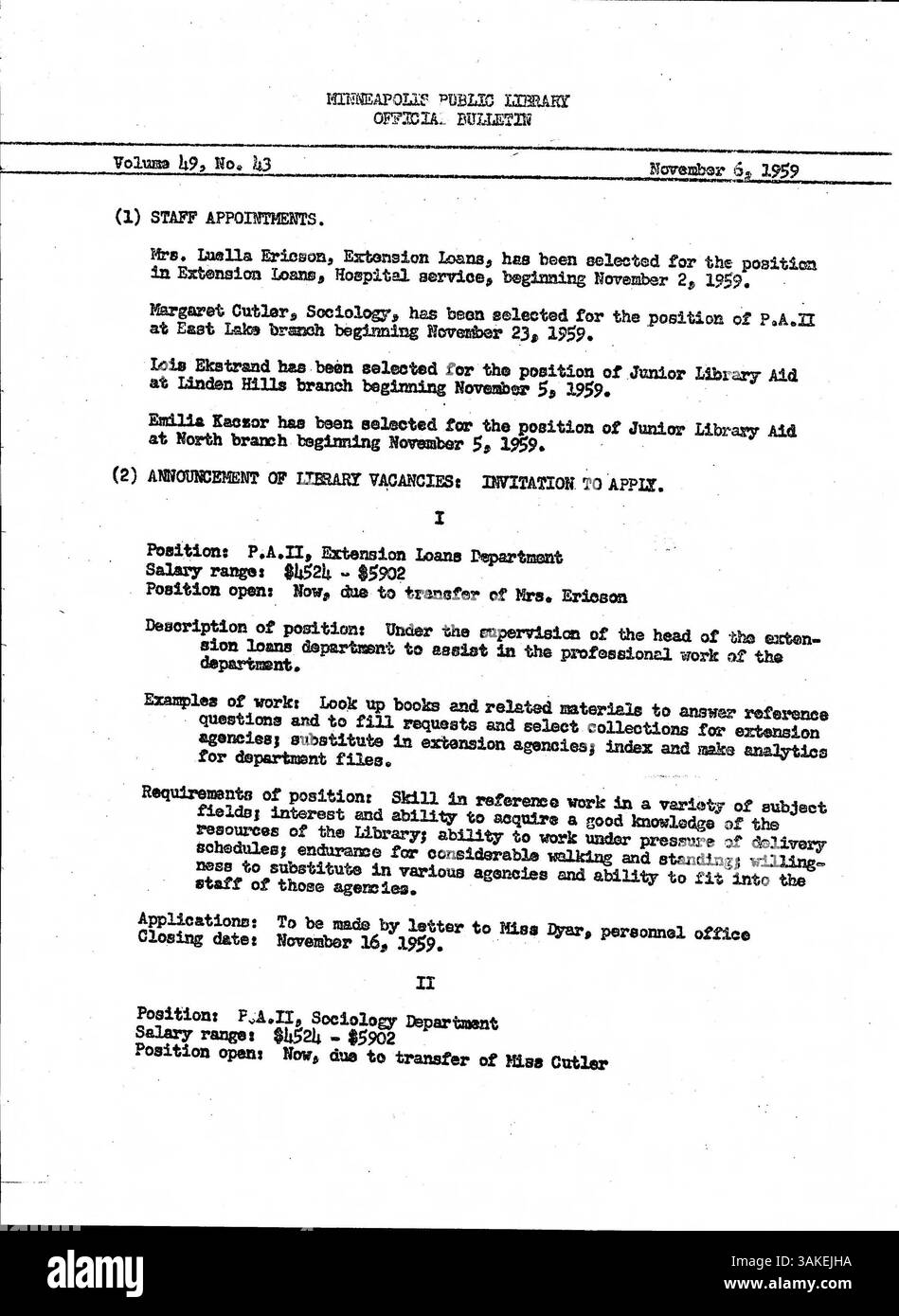 The Minneapolis Public Library Bulletin from 1959 was a resource for ...