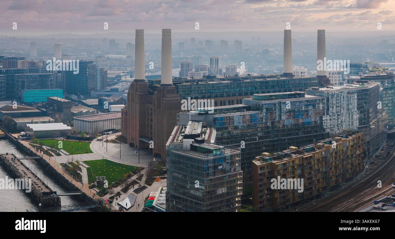 Aerial View of Battersea Power Station and Surrounding Area in London ...