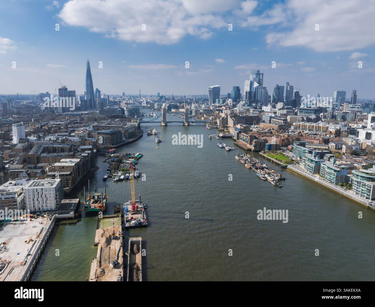 Aerial View of London Featuring Tower Bridge and The Shard Stock Photo ...