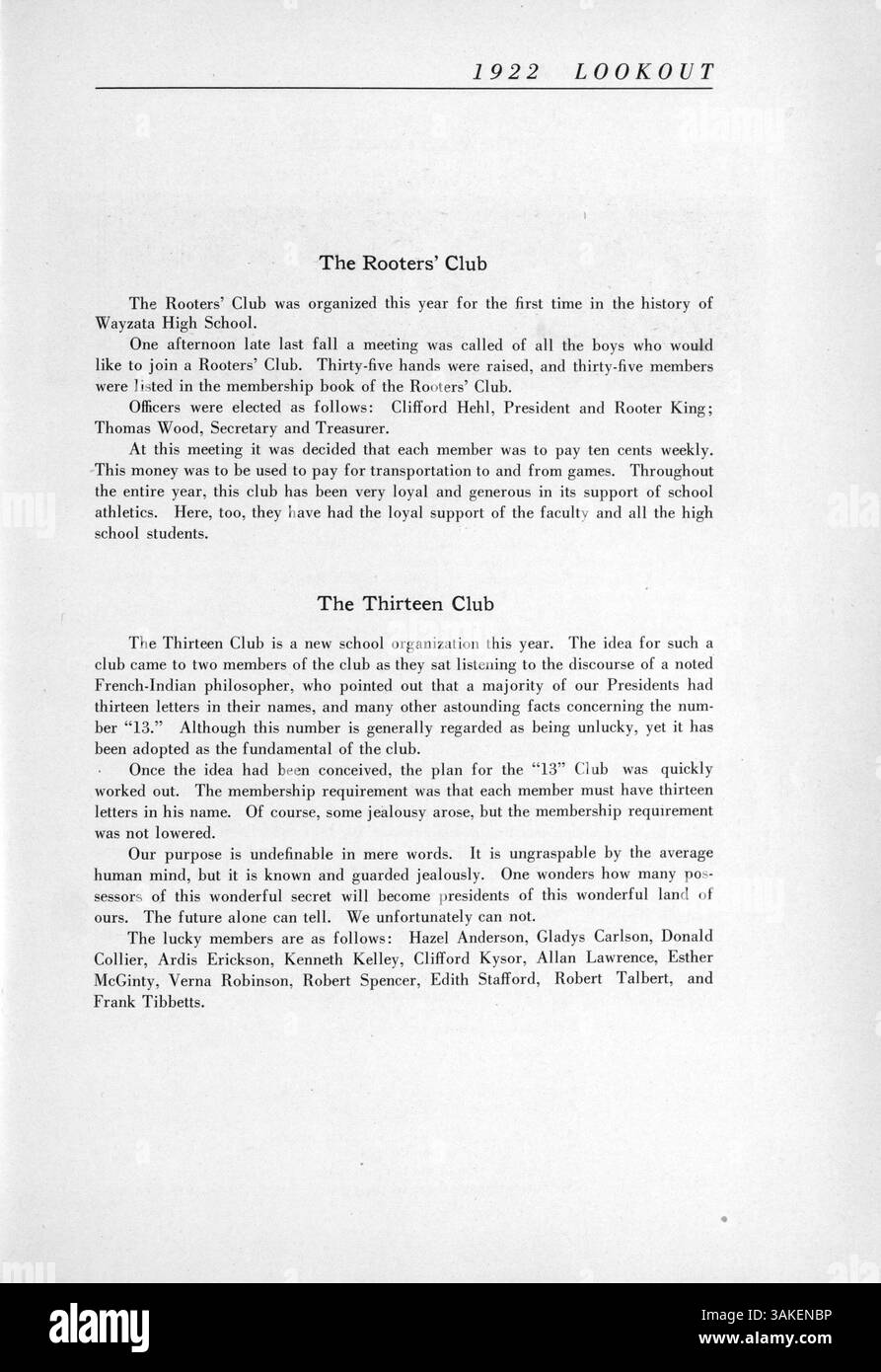 The 1922 Wayzata High School yearbook captures the significant events ...