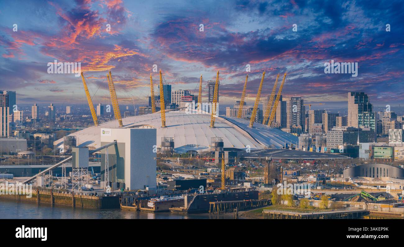 Aerial View of the O2 Arena and Greenwich Peninsula in London Stock ...