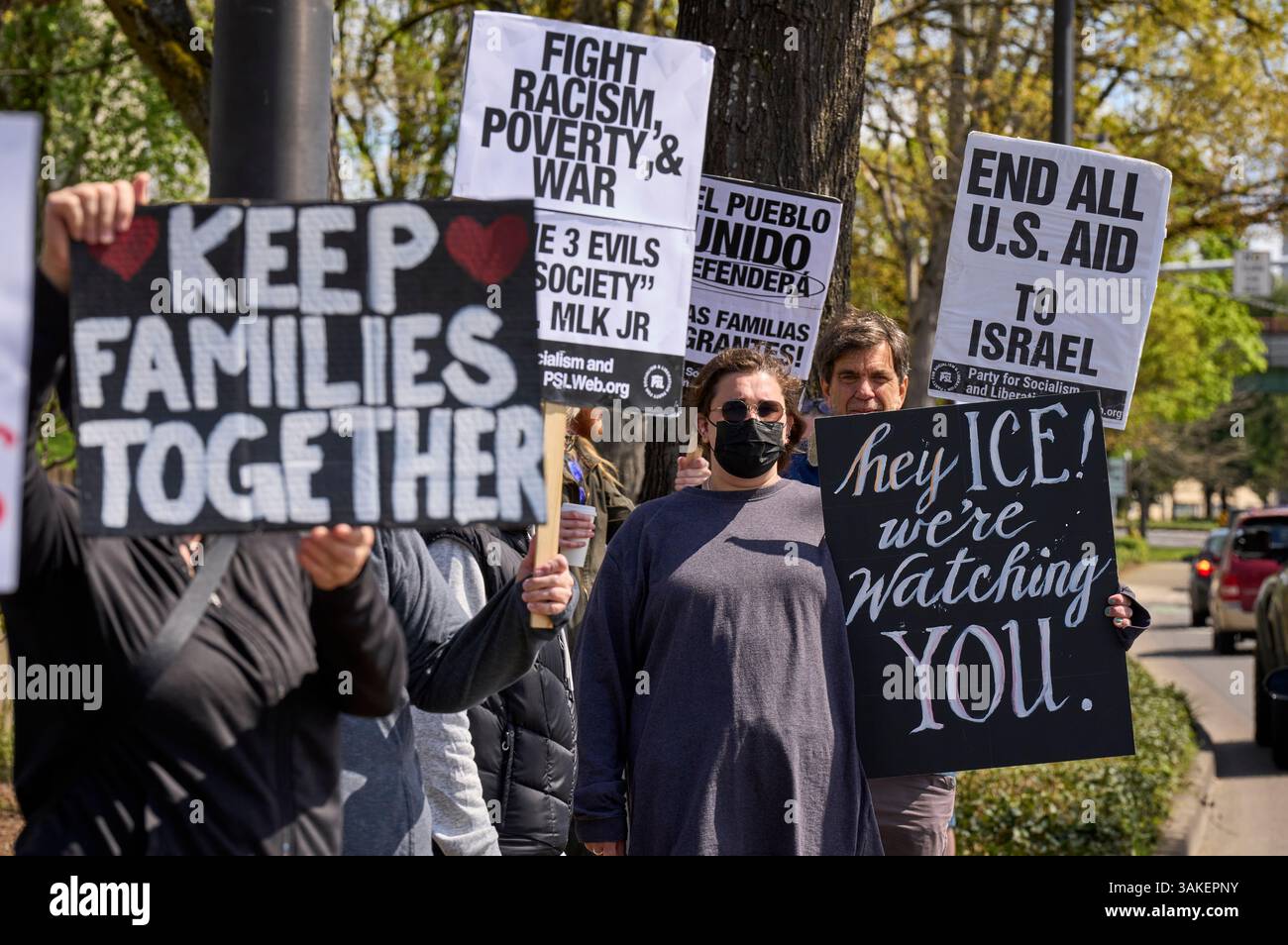 People protested against ICE deportation activity during an April 12 ...