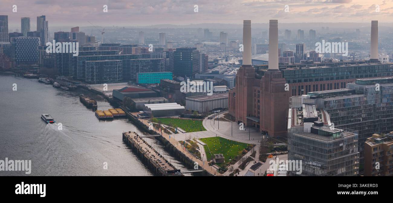Aerial View of Battersea Power Station and Surrounding London Area ...