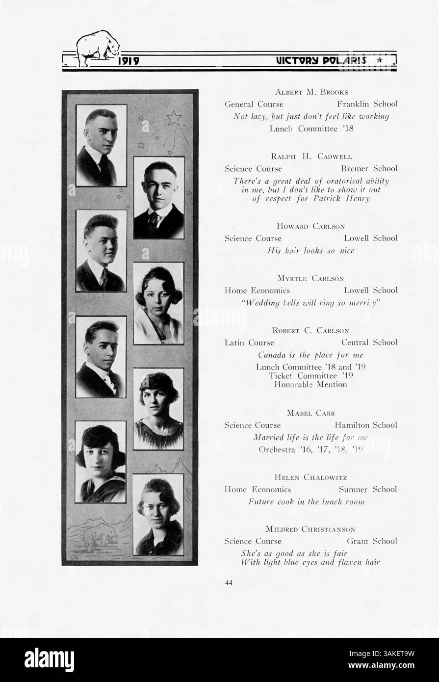 This 1919 high school yearbook, 'Polaris,' documents the students ...
