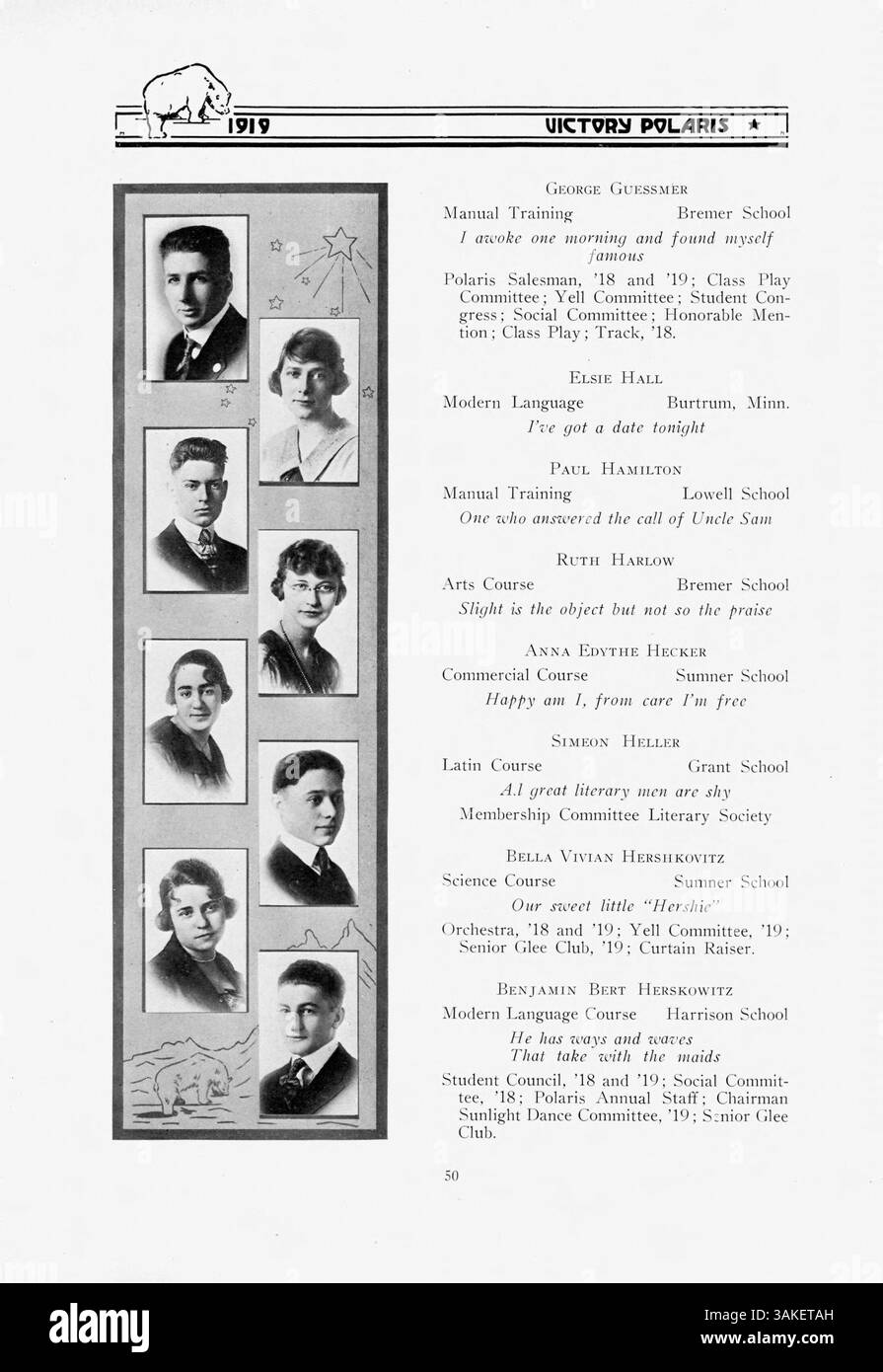 This 1919 edition of the 'Polaris' yearbook records the students ...