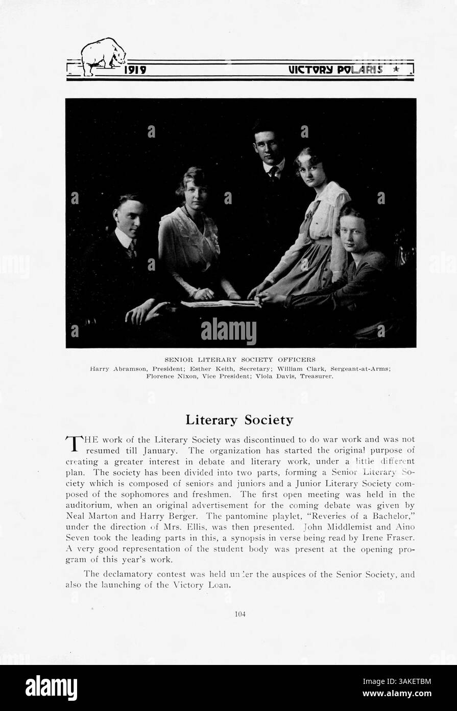 The 1919 Polaris Yearbook offers a snapshot of the North High School ...