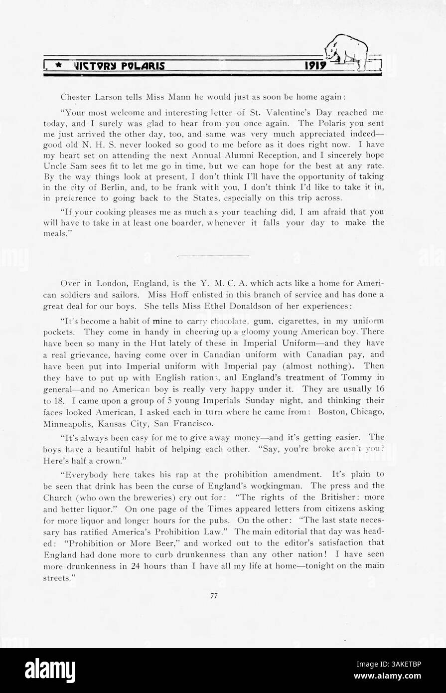 The 1919 North High Yearbook, Polaris, provides a visual and written ...