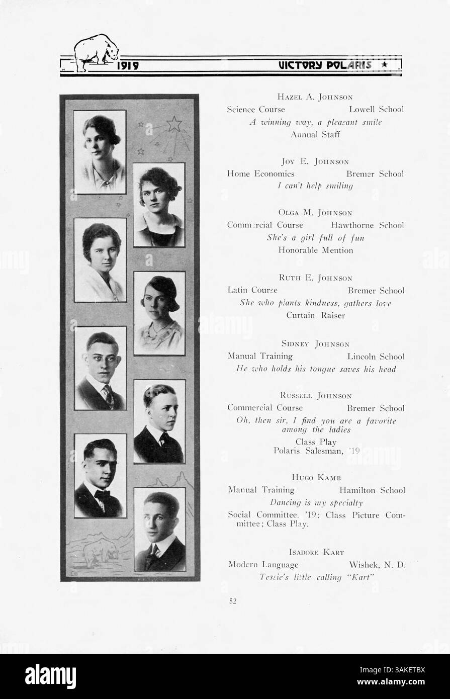The 1919 'Polaris' yearbook from North High School documents ...