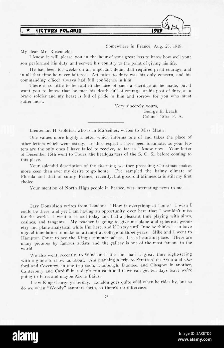 The 1919 North High Yearbook, titled Polaris, captures the students ...