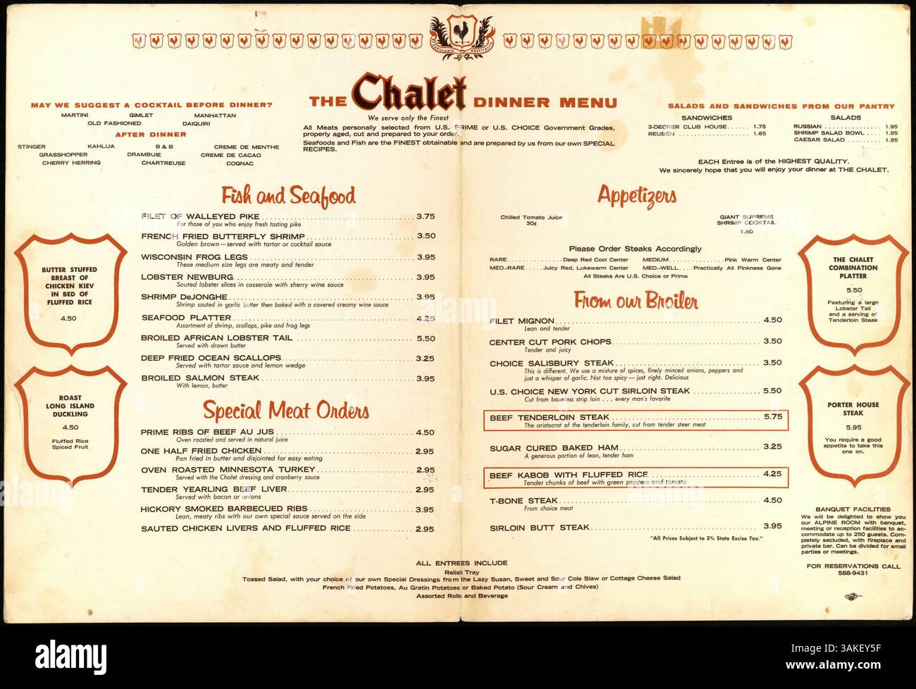The Chalet Menu features a wide range of food options, including ...