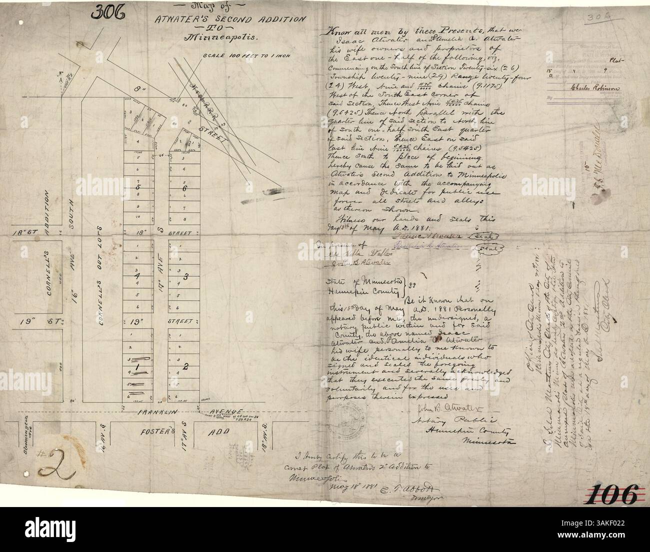 A map of Atwater's Second Addition, a residential area in Minneapolis ...