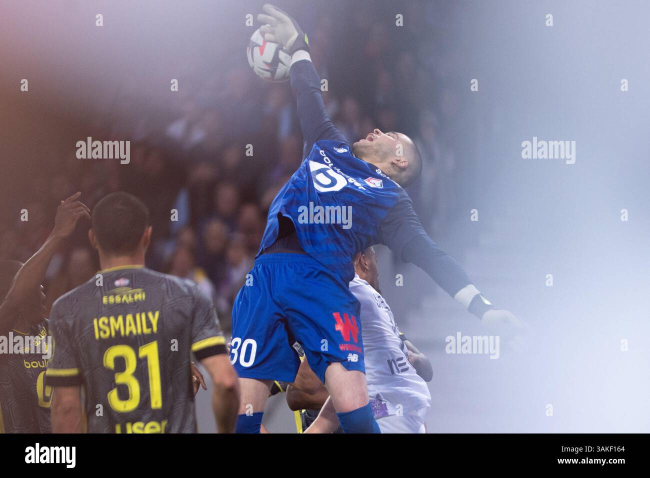 Lucas Chevalier of Lille during the French championship Ligue 1 ...