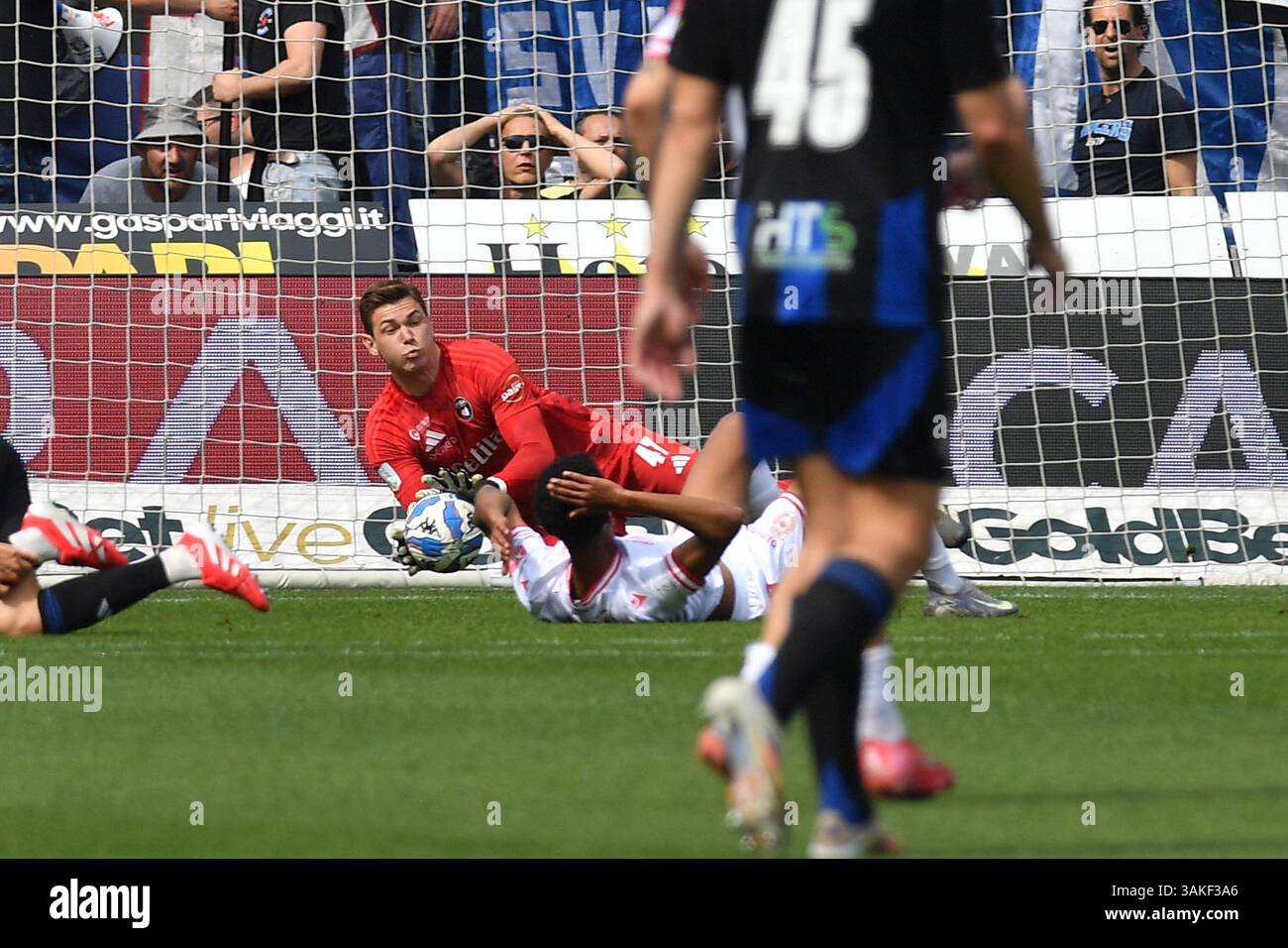 Reggio Emilia, Italy. 12th Apr, 2025. Adrian Semper (Pisa) saves during ...