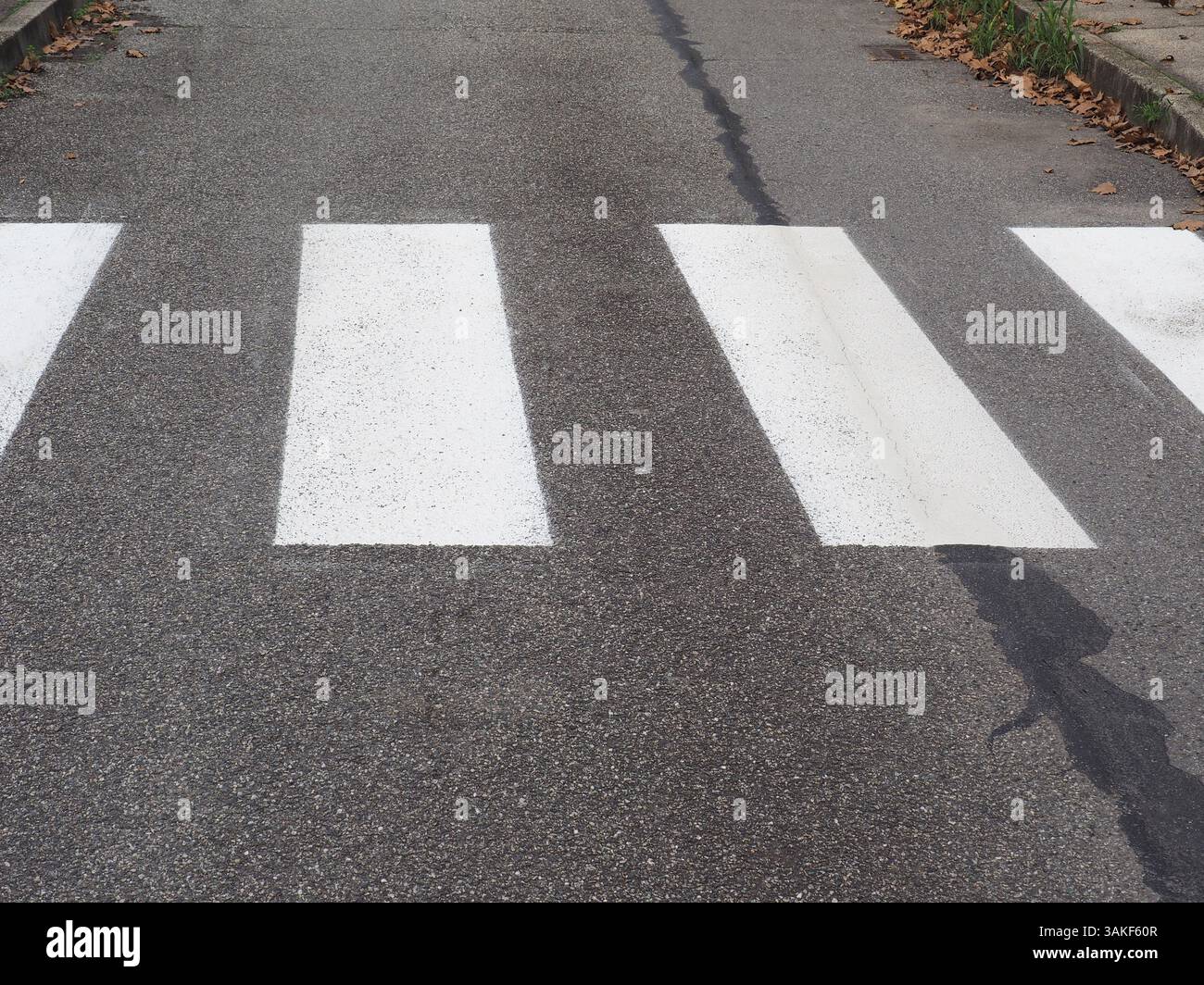 Warning signs, zebra crossing traffic sign in local street Stock Photo ...