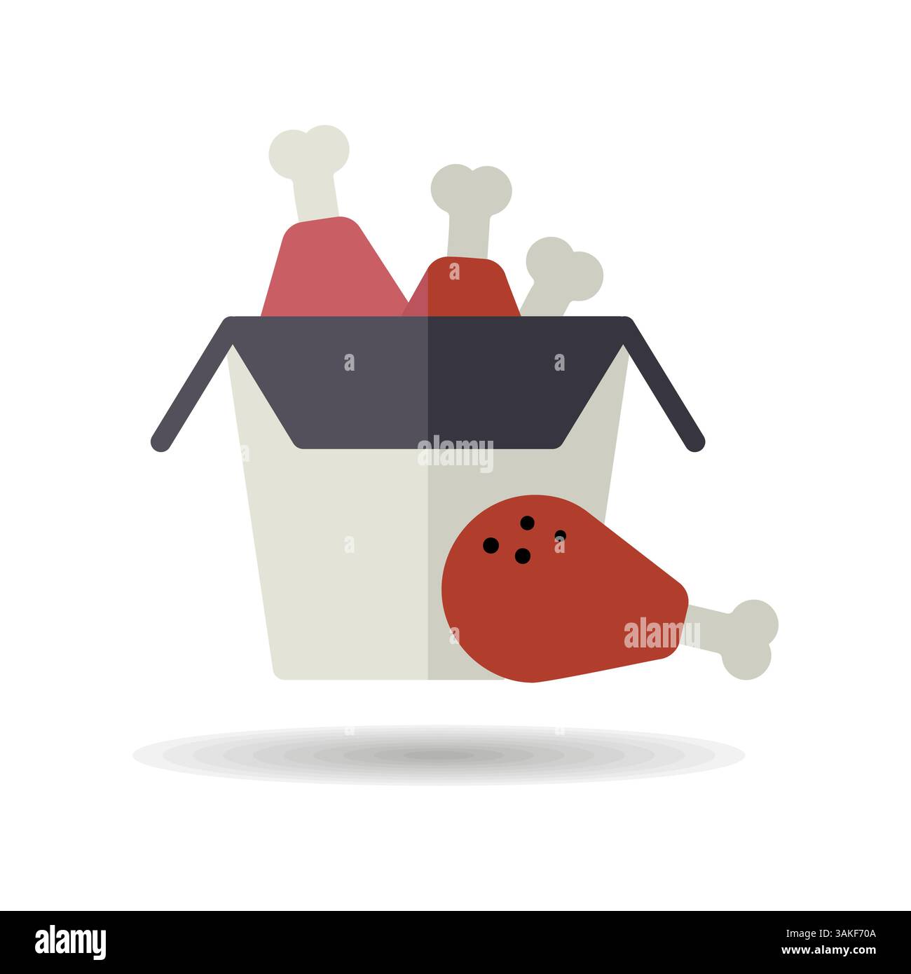 Fried chicken in the box vector isolated icon. Delivery sign. Graph ...