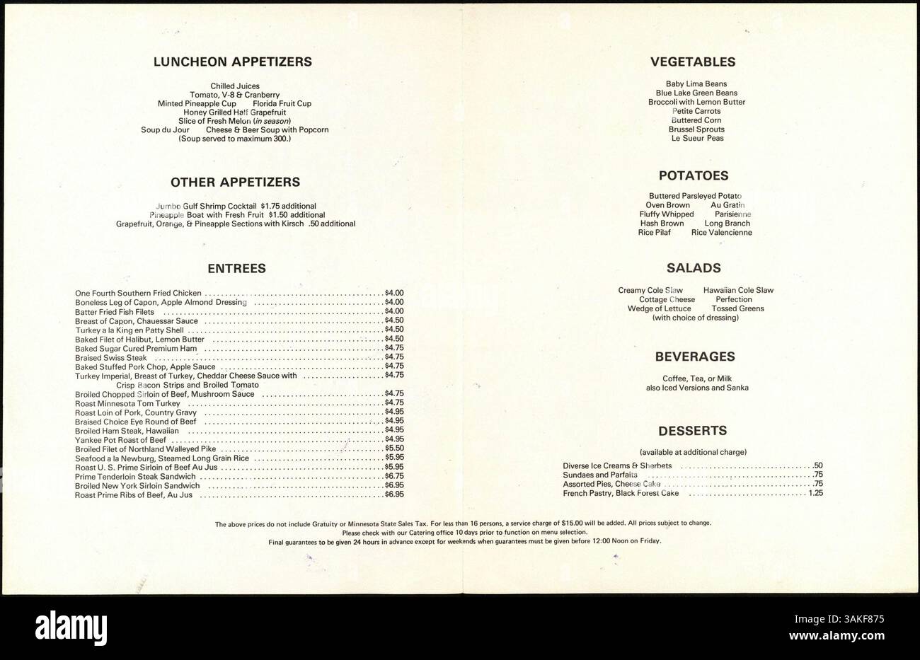 A bi-fold menu from Hotel Leamington, showcasing food suggestions for a ...