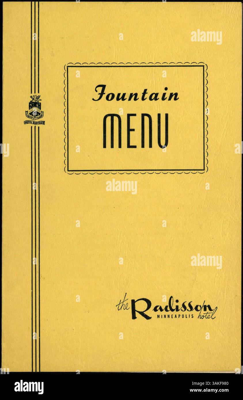 This Radisson Hotel Fountain Luncheon Menu features a bi-fold design ...