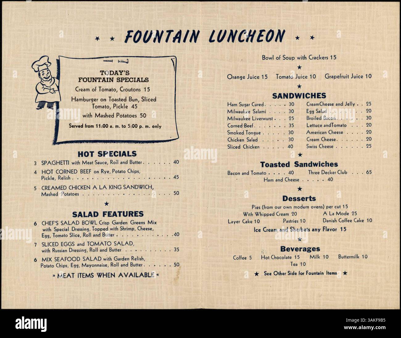 The Radisson Hotel Fountain Luncheon Menu is a small bi-fold menu ...