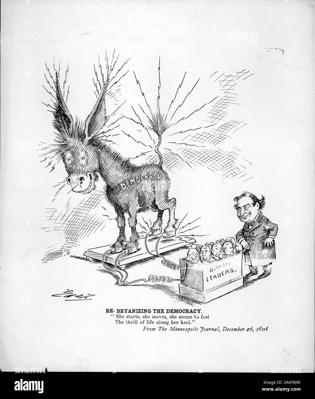 This political cartoon depicts William Jennings Bryan standing by a box ...