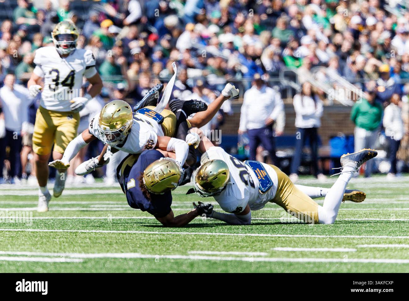 April 12, 2025: Notre Dame wide receiver Jaden Greathouse (1) is ...