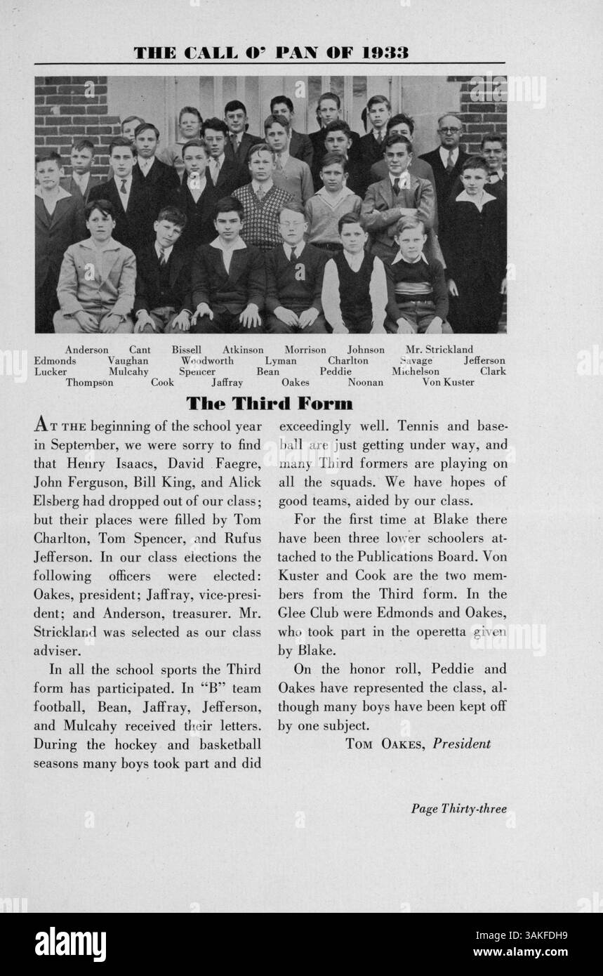 Blake High School's 1933 yearbook, 'Callo'Pan,' highlights the students ...