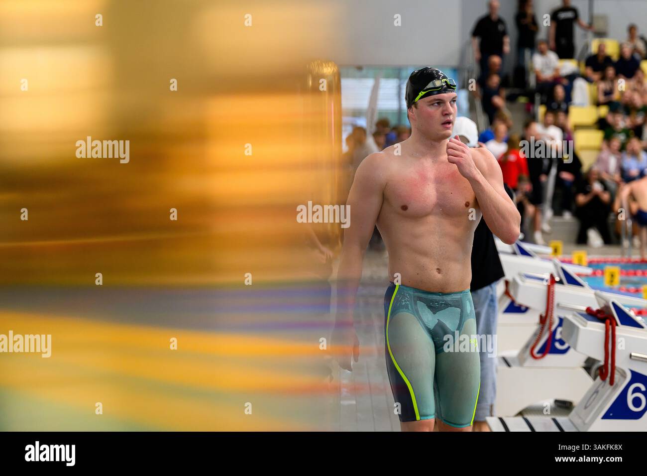 Rasmus Nickelsen of, Denmark. , . after competing in men's 50 meters ...