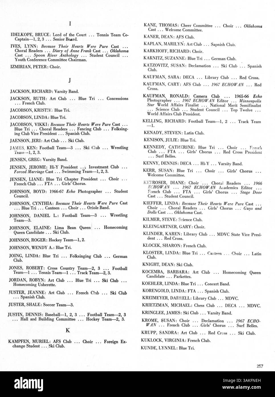 The 1967 Echowan yearbook from St. Louis Park High School documents the ...