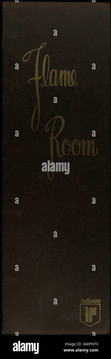 The Flame Room Menu features an oversized, narrow menu with a black ...