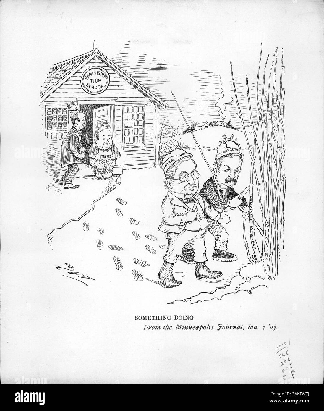 This political cartoon features George Hoar and Charles Littlefield ...