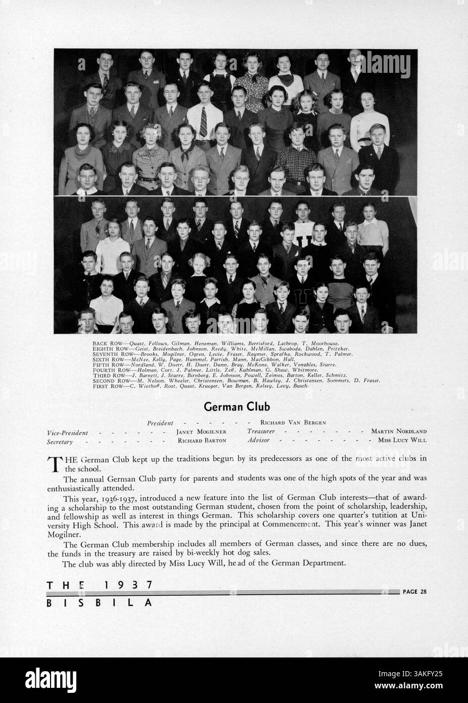 The 1937 University High Yearbook includes students, teachers, sports ...