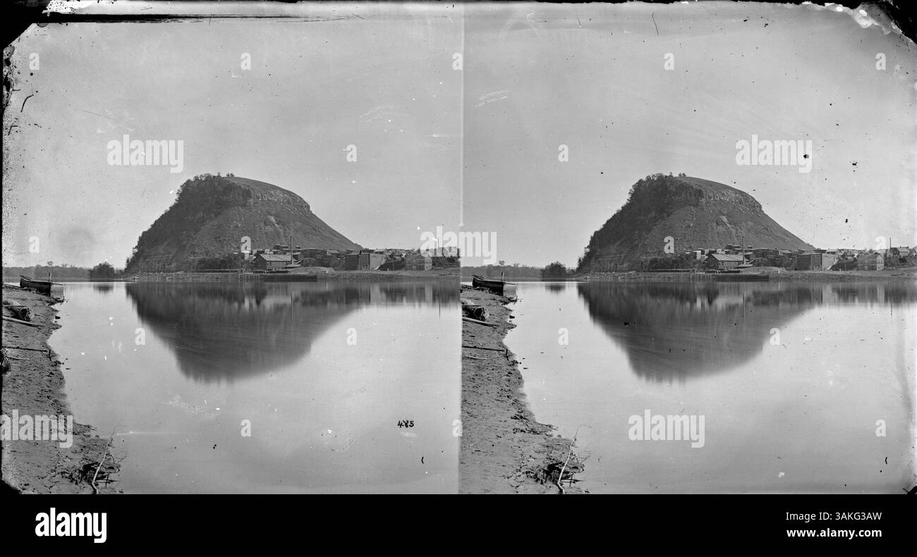 The image captures Barn Bluff at Red Wing across the Mississippi River ...