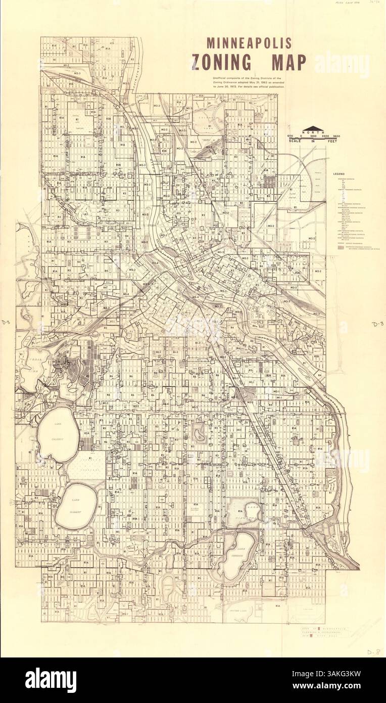 This zoning map of Minneapolis shows the different district ...