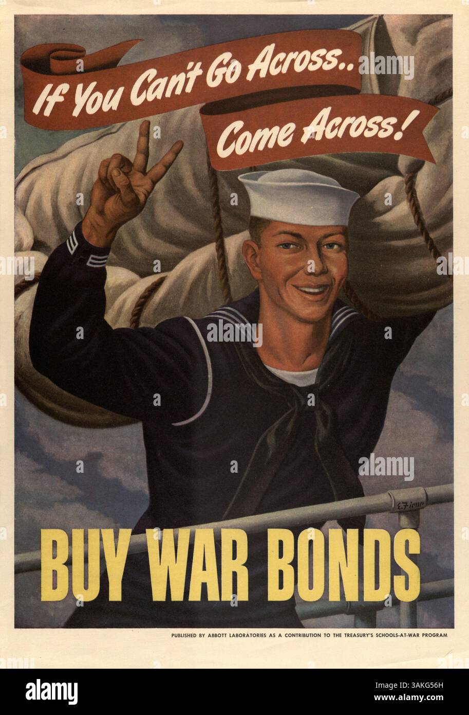 A sailor flashes the V for Victory sign as he boards his ship ...