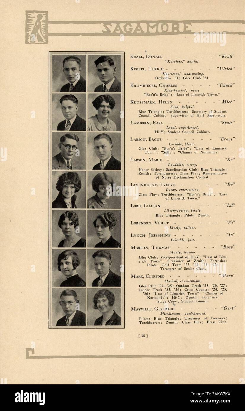 The 1927 Sagamore yearbook from Roosevelt High School features students ...