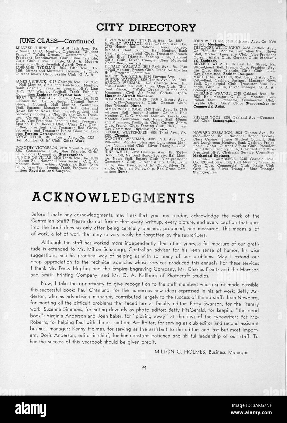 The Centralian yearbook from 1943 highlights the school community ...