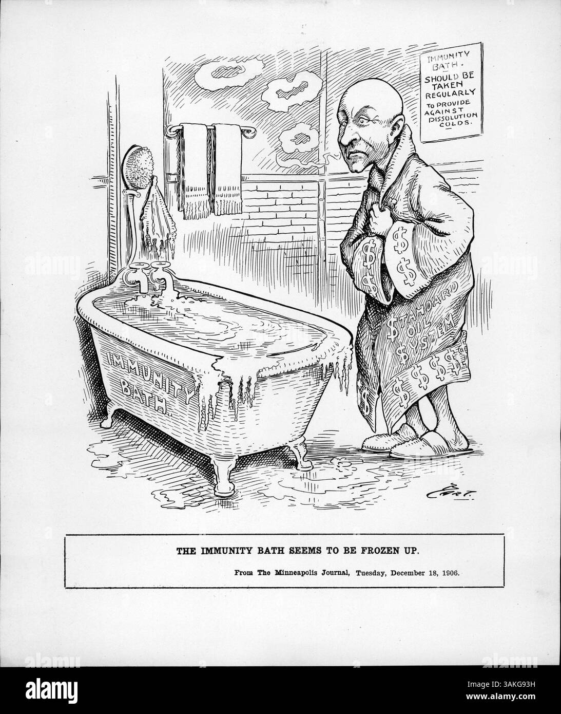 In this political cartoon, Rockefeller is shown dismayed to find his ...