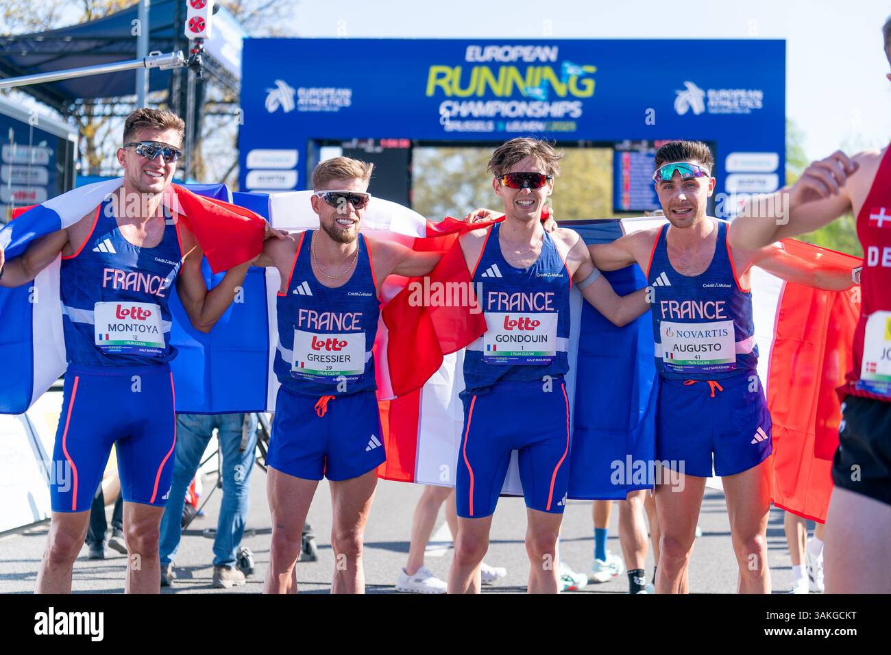 LEUVEN, BELGIUM - APRIL 12: Raphael Montoya of France, Jimmy Gressier of France, Valentin ...
