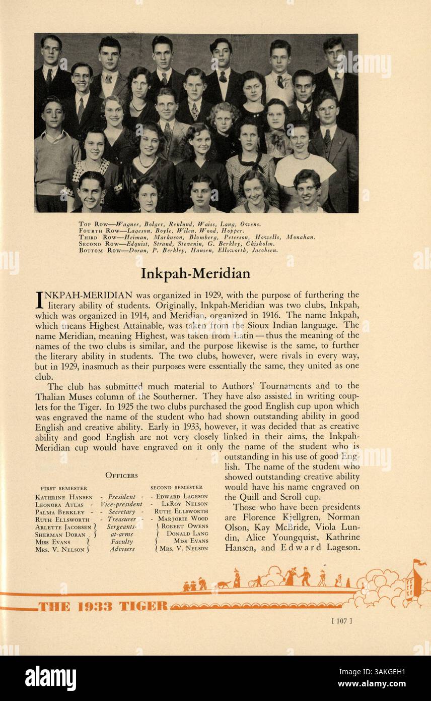 The 'Tiger' yearbook from South High School, 1933, documents the ...
