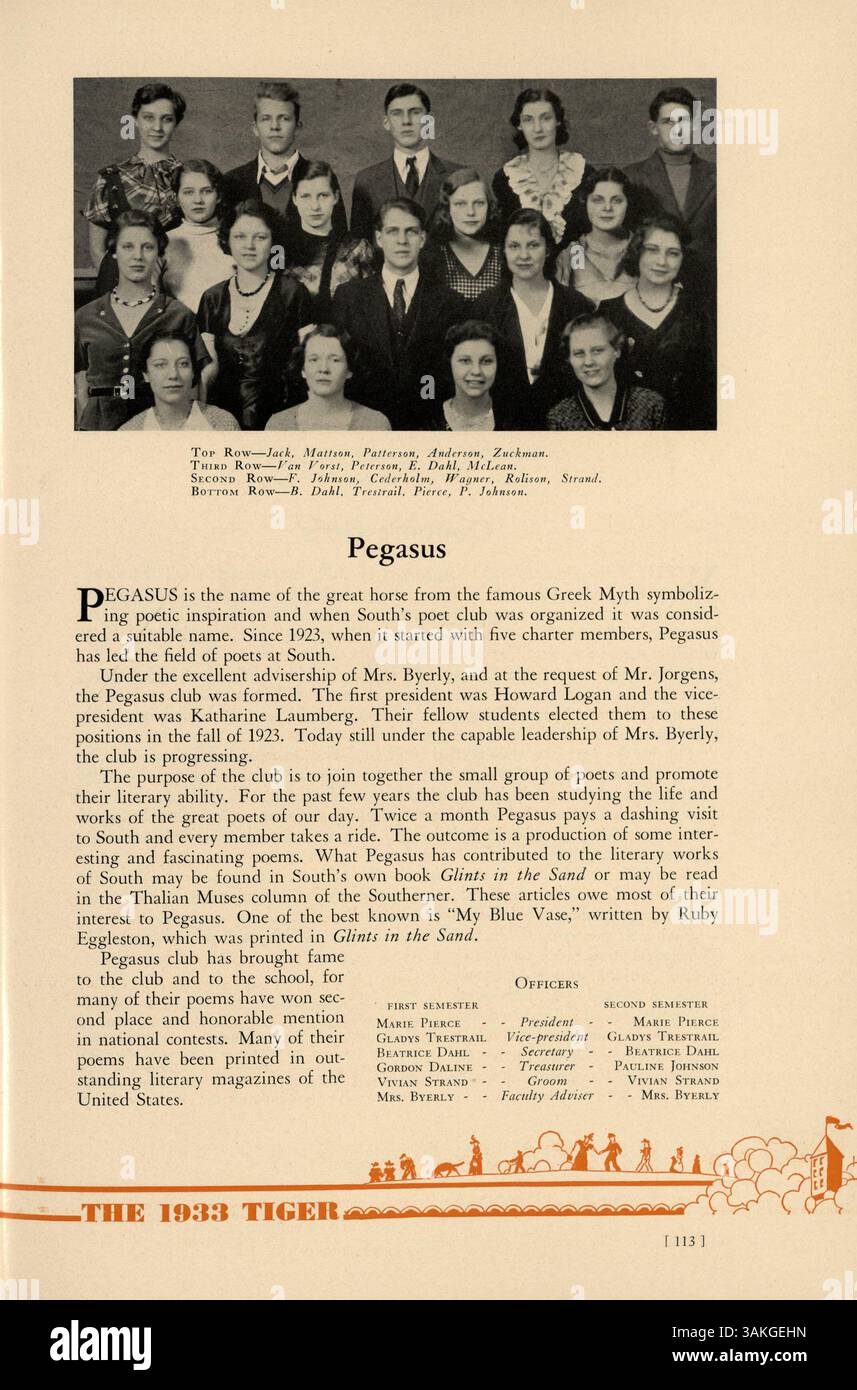 The 1933 'Tiger' yearbook from South High School highlights the ...