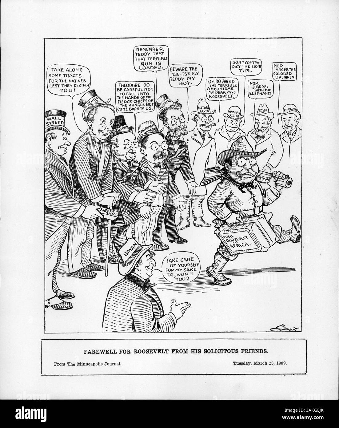 A cartoon showing political rivals and acquaintances giving Theodore ...