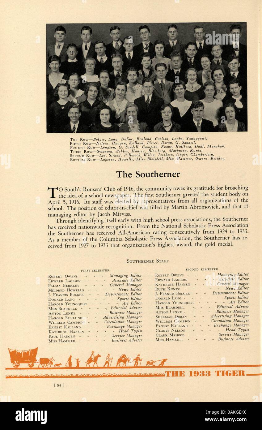 The 1933 South High Yearbook 'Tiger' chronicles the events of the 1932 ...