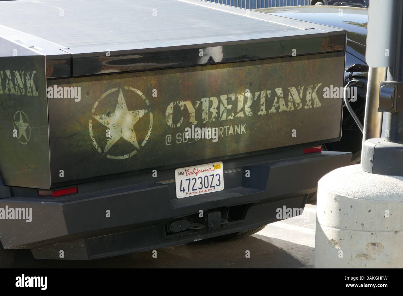 Los Angeles, California, USA 10th April 2025 Military Tesla Cybertank ...