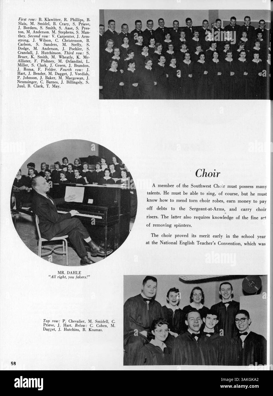 The 1958 'Wagistanian' yearbook from Southwest High School features ...